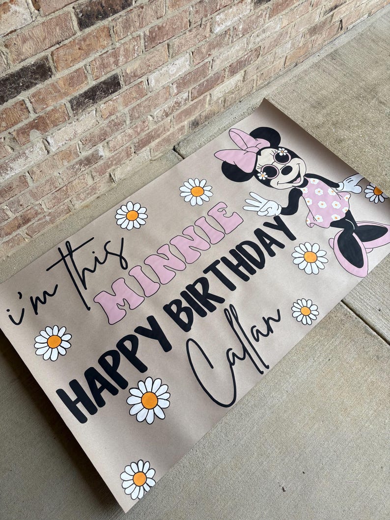 Custom Hand Painted Birthday Banner - Groovy | Daisies | Pink | 3rd ...