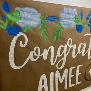 Custom Hand Painted Engagement Party Banner - Floral - Etsy