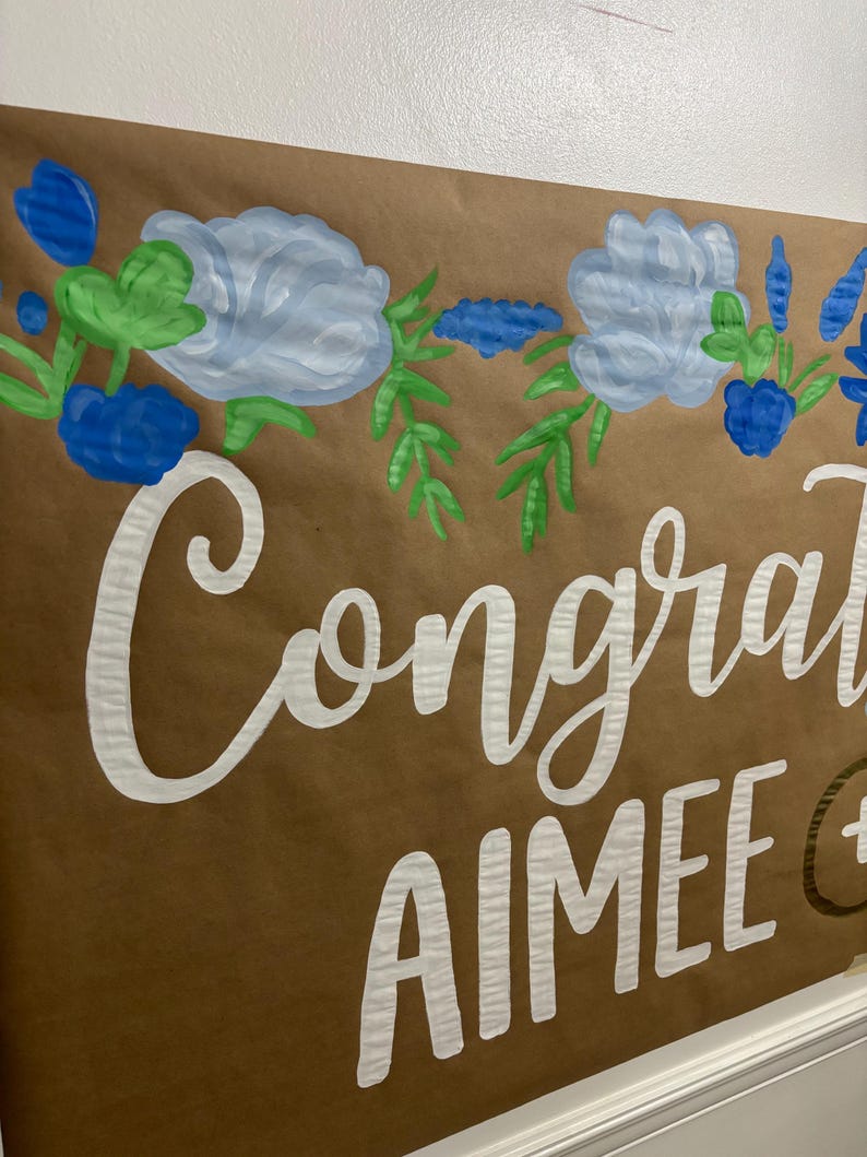 Custom Hand Painted Engagement Party Banner - Floral - Etsy