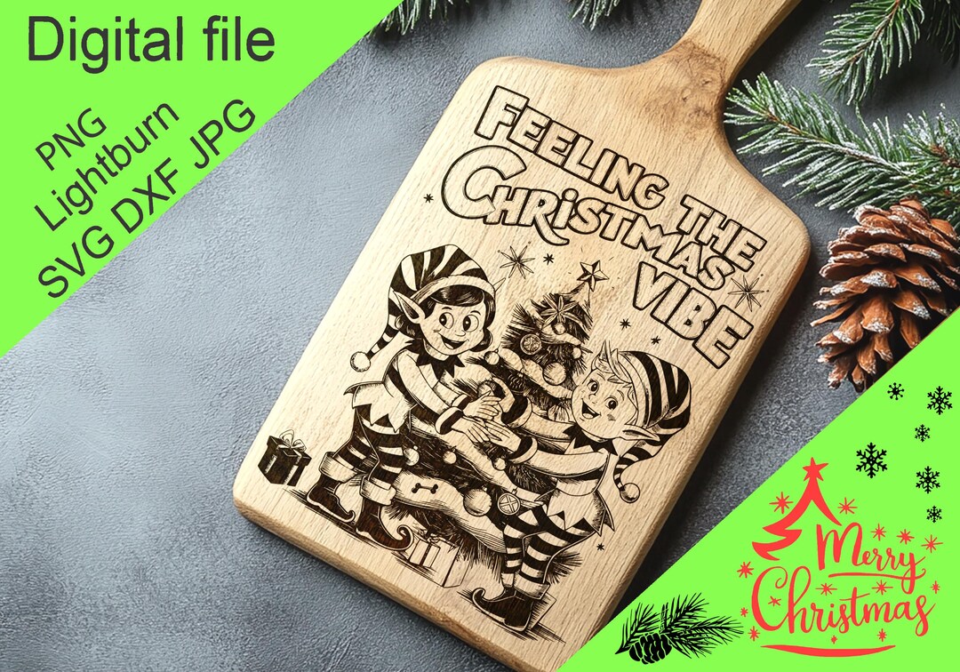 Christmas Elves Laser Engraved SVG, Charcuterie Board File (digital ...
