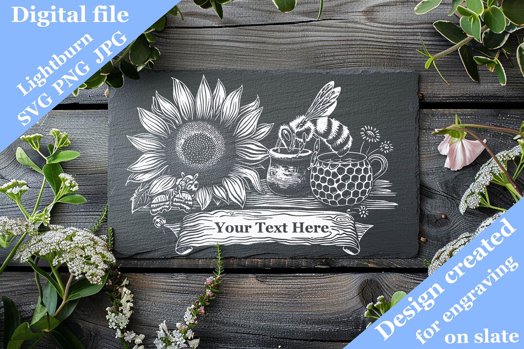 Bee Sunflower Slate Engraving Design, Kitchen Decor (digital File) - Etsy