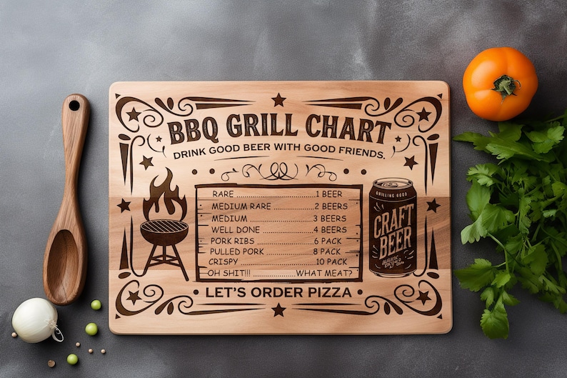 BBQ Grill Chart SVG, Funny Cutting Board Laser File (digital File) - Etsy