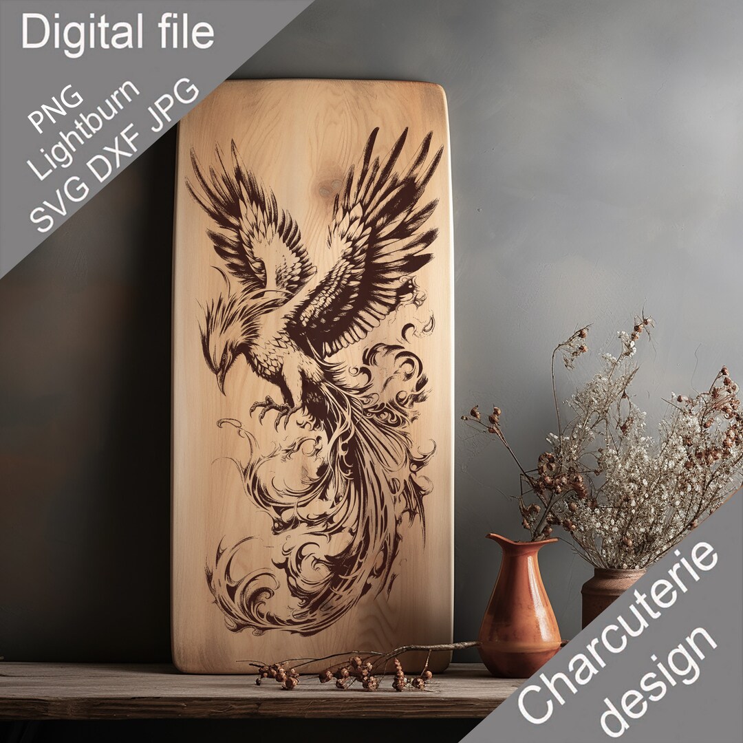Phoenix Engraving SVG, Laser Cut File, Charcuterie Board Design ...