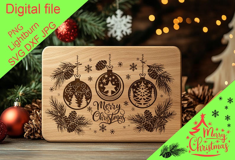 Christmas Charcuterie Board SVG, Laser Engraved Cutting Board Design ...