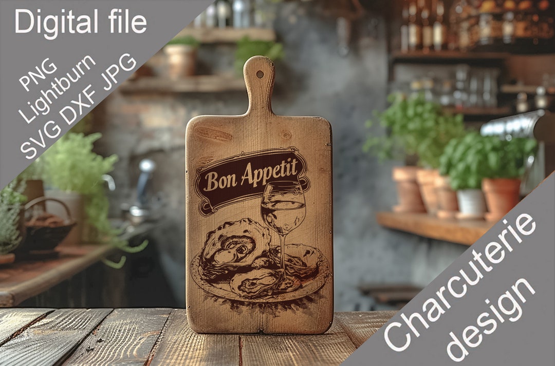 Charcuterie Board SVG, Bon Appetit Engraving Design (digital File) - Etsy