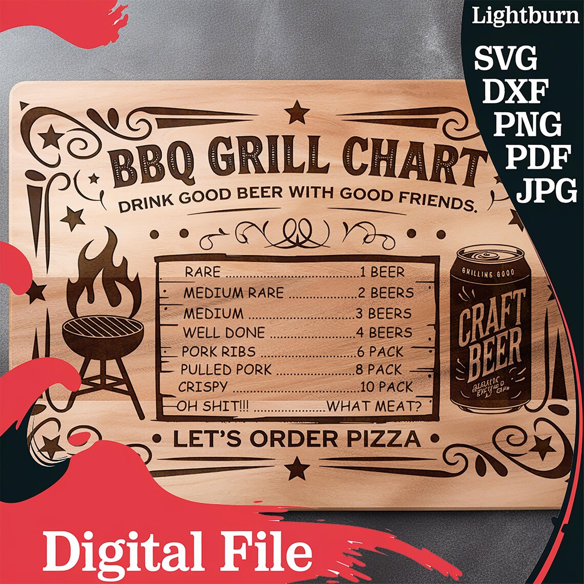 BBQ Grill Chart SVG, Funny Cutting Board Laser File (digital File) - Etsy