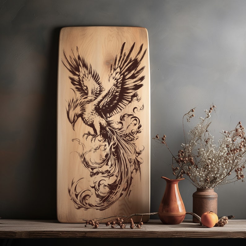 Phoenix Engraving SVG, Laser Cut File, Charcuterie Board Design ...