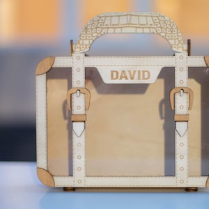 Laser Cut Suitcase Piggy Bank, Personalized Wood Coin Bank (digital ...