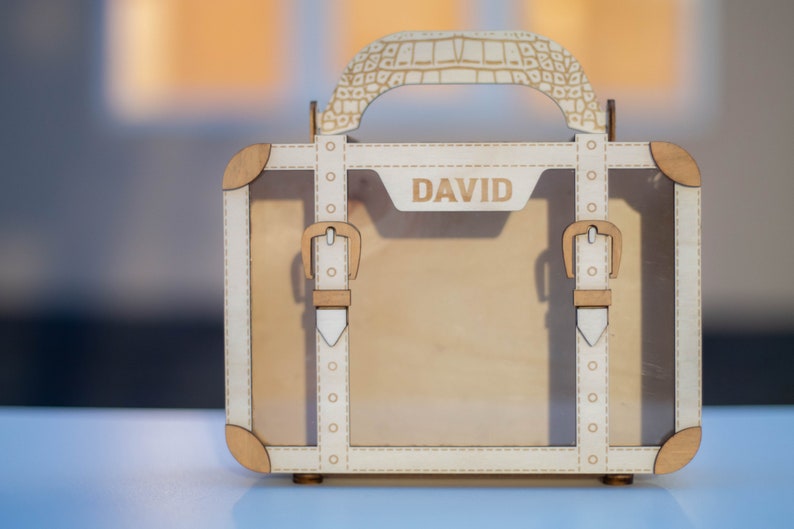 Laser Cut Suitcase Piggy Bank, Personalized Wood Coin Bank (digital ...