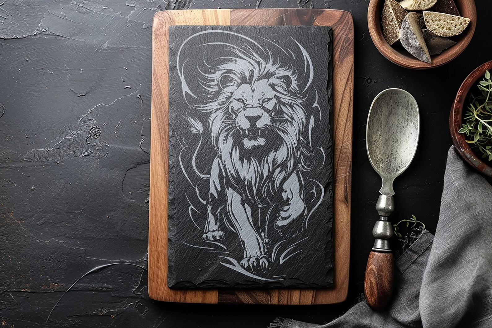 Lion Laser Engraving Design for Slate, Kitchen Decor (digital Files) - Etsy