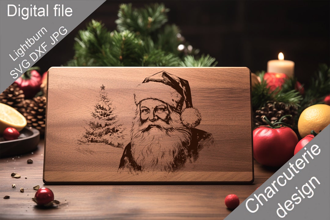 Christmas Santa Digital Laser Engraved Files SVG Charcuterie Board ...