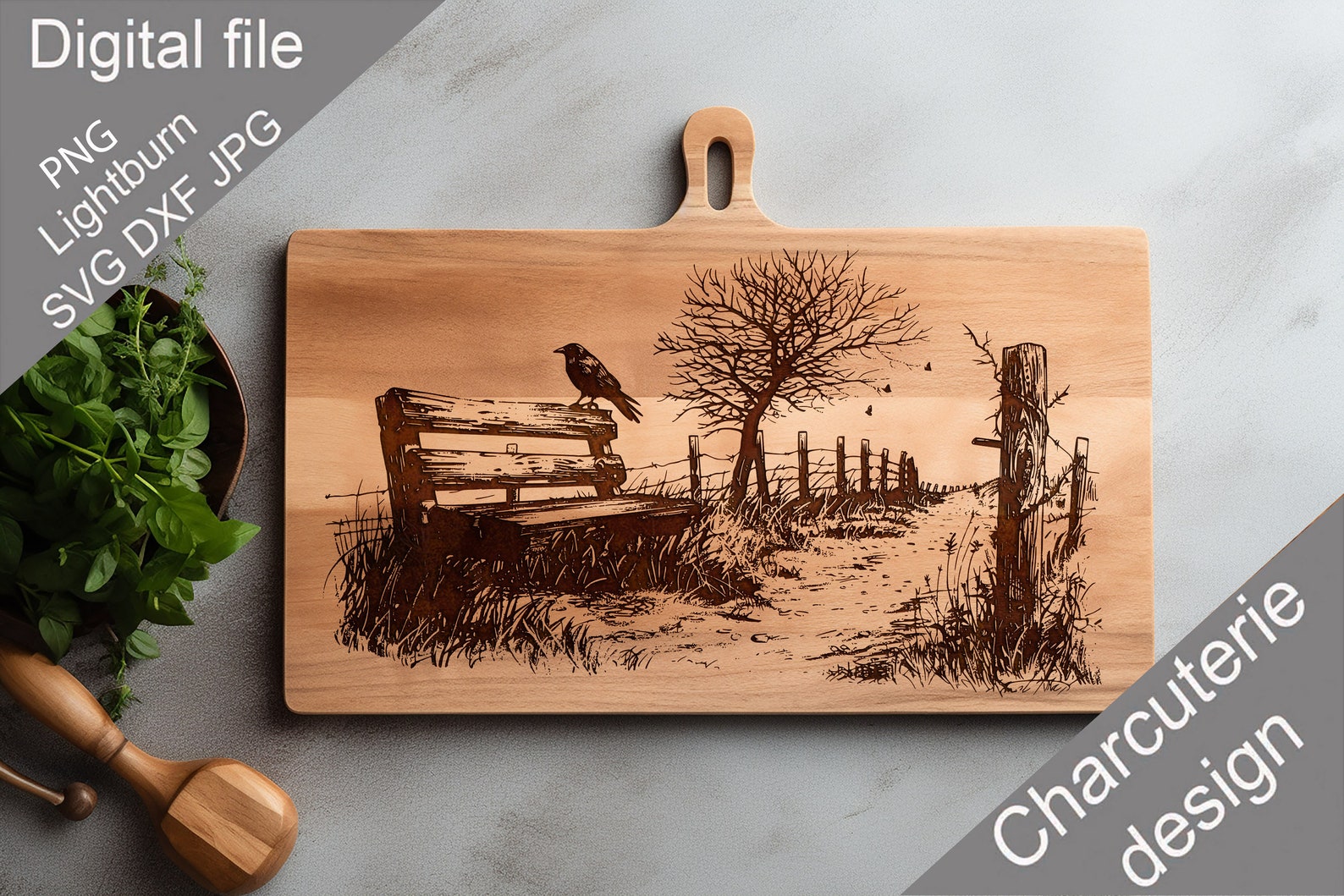 Crow Charcuterie Board SVG, Laser Engraved Cutting Board (digital File ...