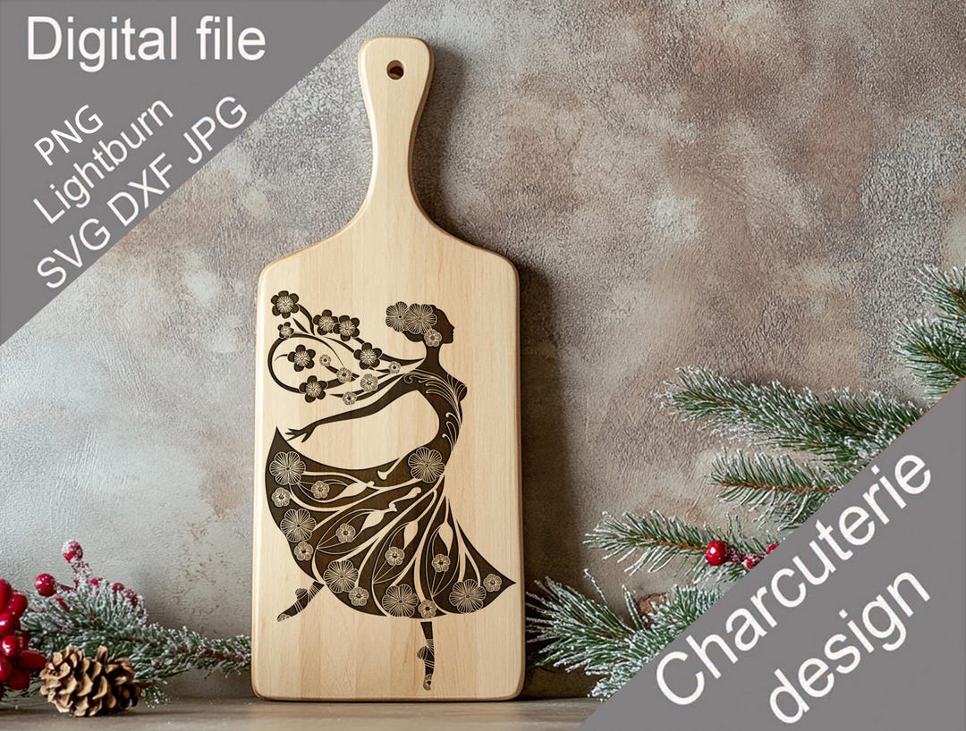 Female Silhouette Charcuterie Board SVG, Laser Engraved Cutting Board ...