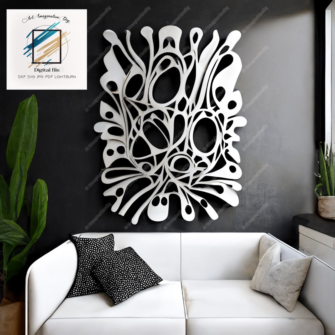 Wall Art Decor Abstract Panel Laser Cut, CNC, Metal, Raster and Vector ...