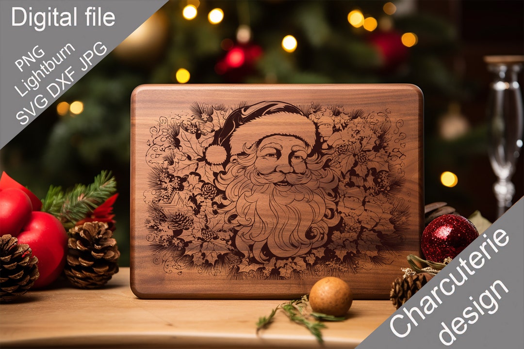 Christmas Santa Digital Laser Engraved Files SVG Charcuterie Board ...