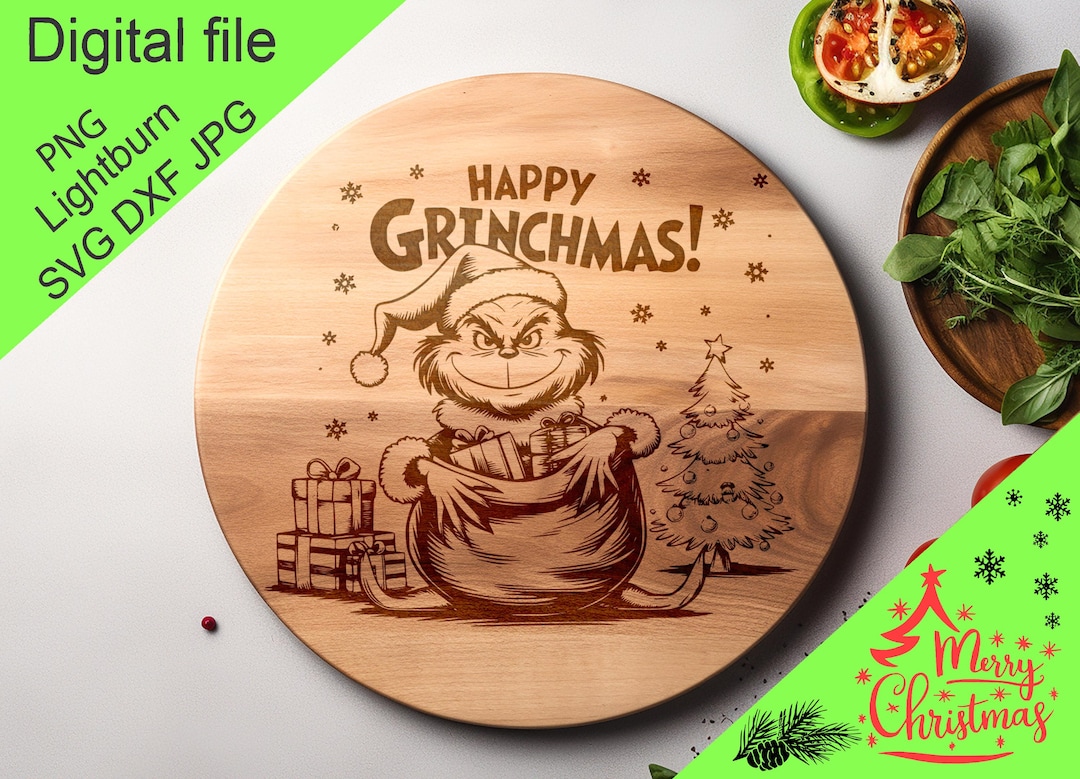 Christmas Grinch Digital Laser Engraved Files SVG Charcuterie Board ...