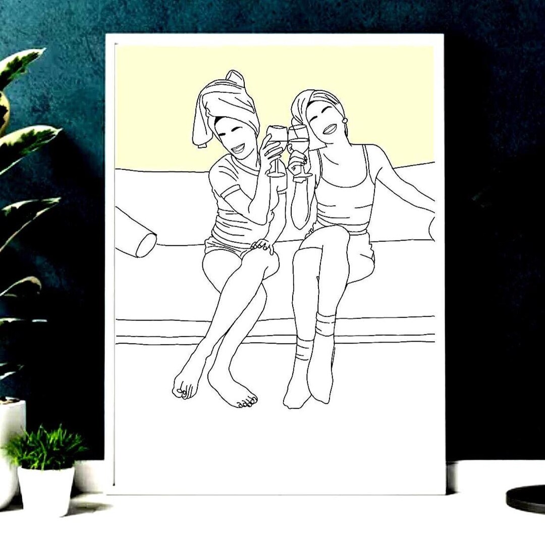 Custom Family Outline Portrait, Line Drawing From Photo, Faceless ...