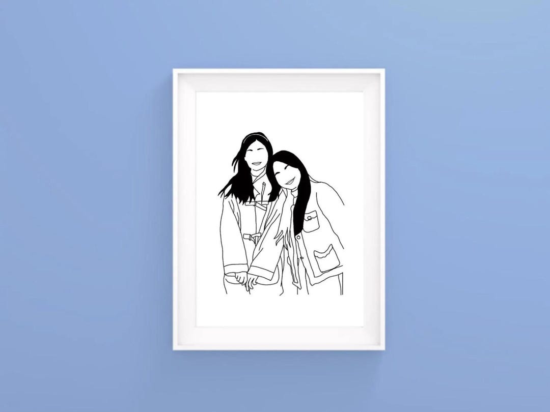 Custom Line Drawing Portrait Minimalist Couple Portrait Commission From ...