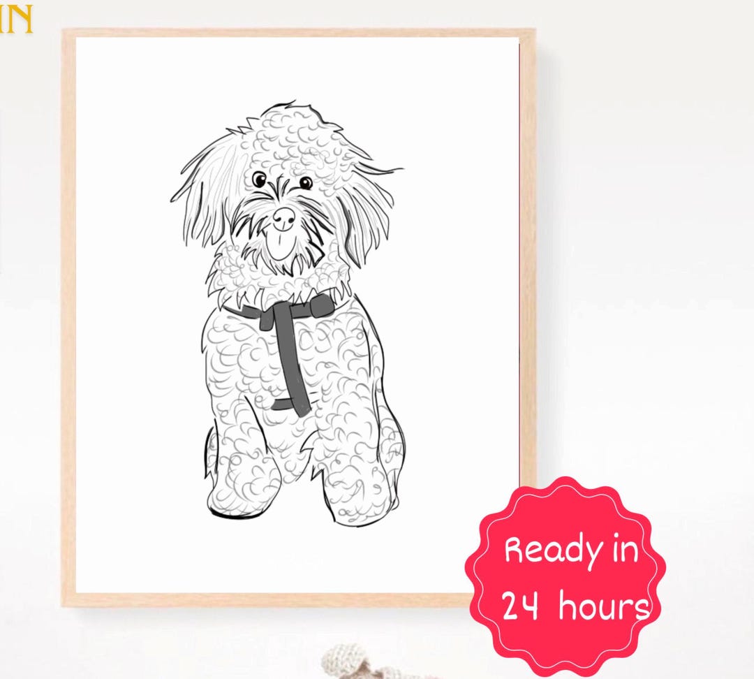 Custom Pet Line Drawing, Dog Line Drawing Tattoo, Custom Pet Outline ...