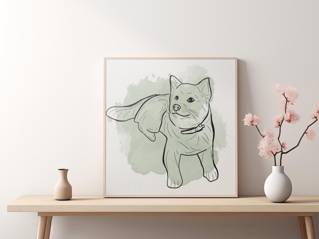 Custom Pet Outline Drawing, Custom Pet Portrait From Photo Sketch From ...