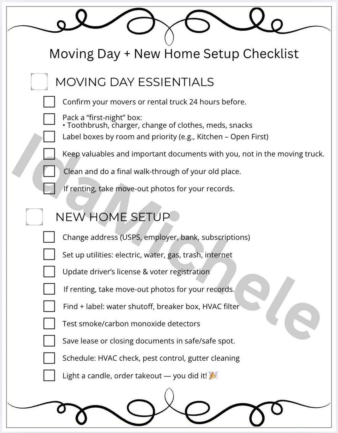 Moving Day Checklist - Etsy