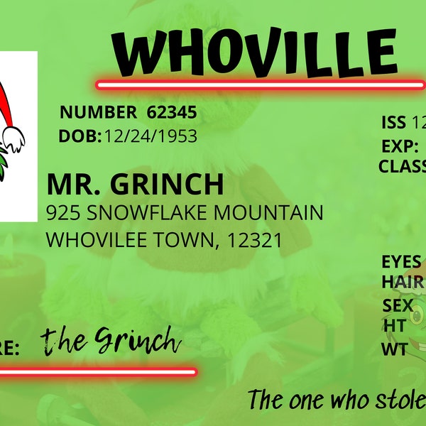 Grinch Drivers License Png - Etsy