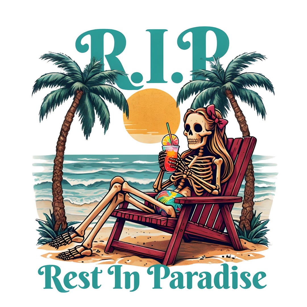 Tropical Skeleton Beach Design PNG: Rest in Paradise (digital Download ...