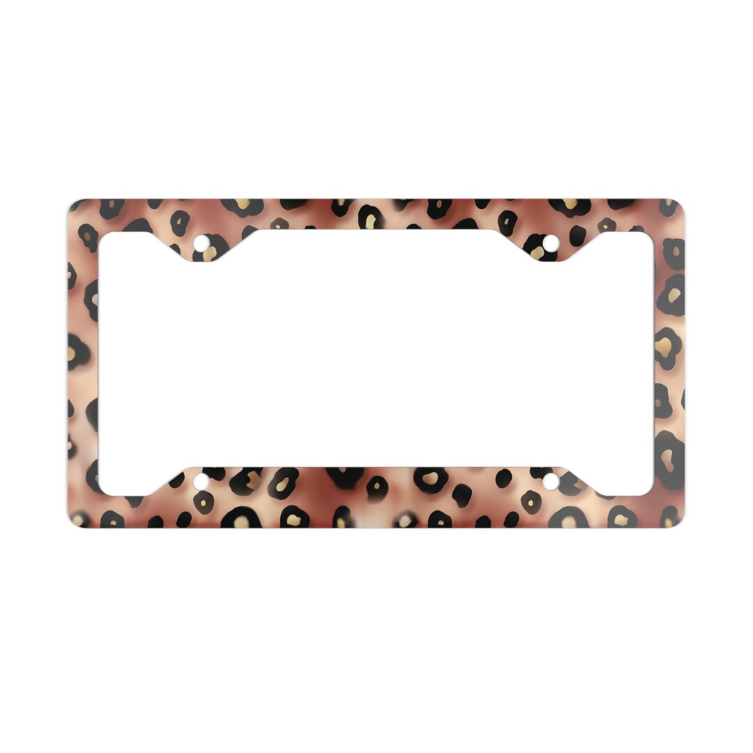 Chic Leopard Print Metal License Plate Frame, Car Accessories ...