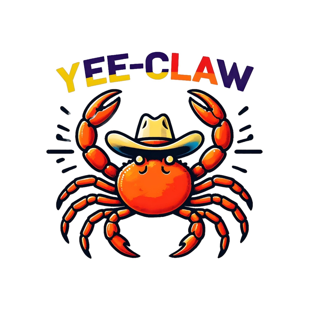 Yee-claw Cute Crab PNG, Crab PNG, Beach Digital Image, Western , Crab ...