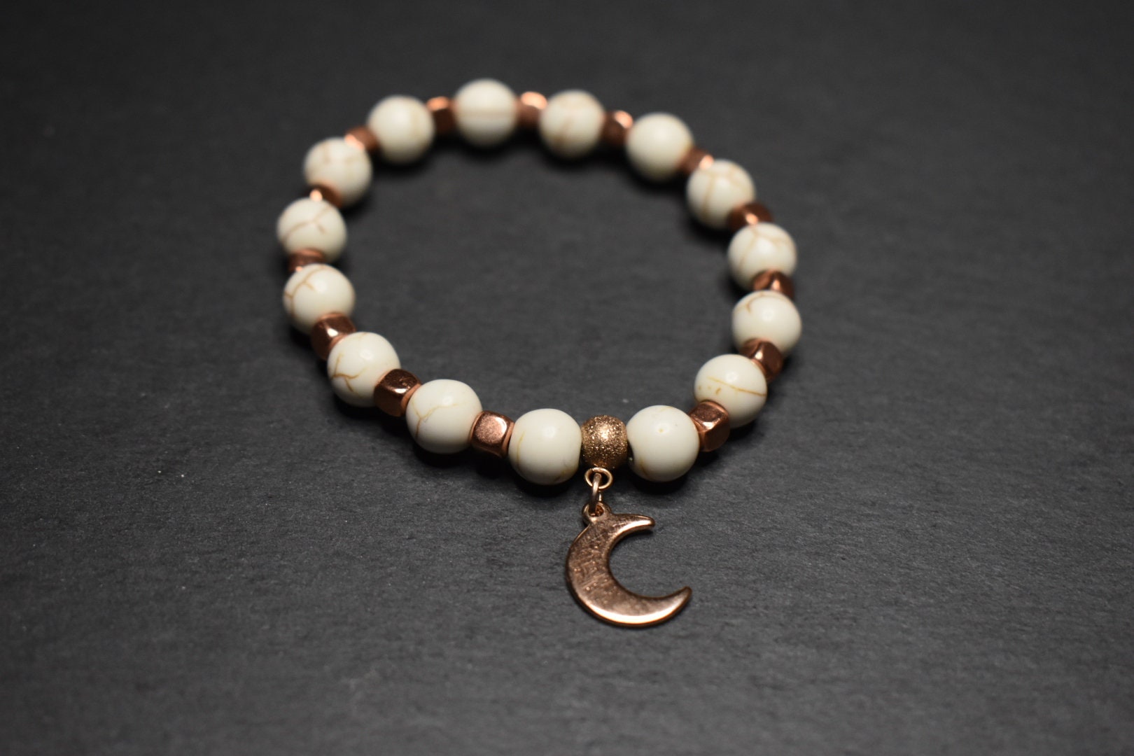 Natural Crystal Moon Charm Bracelet | Customizable Crystal & Moon ...
