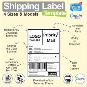 Editable Shipping Label Template – Personalized Mail Label, Custom Fake ...