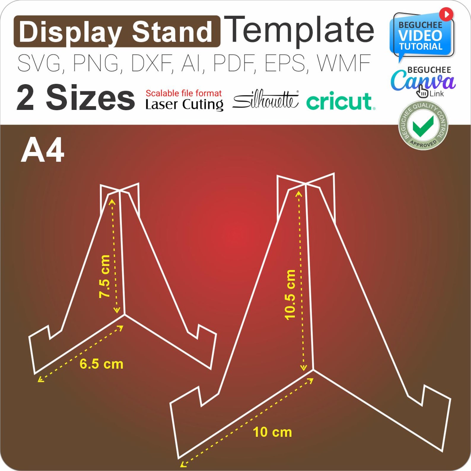 A4 Display Stand Template: Laser Cut SVG for Cricut, Silhouette ...