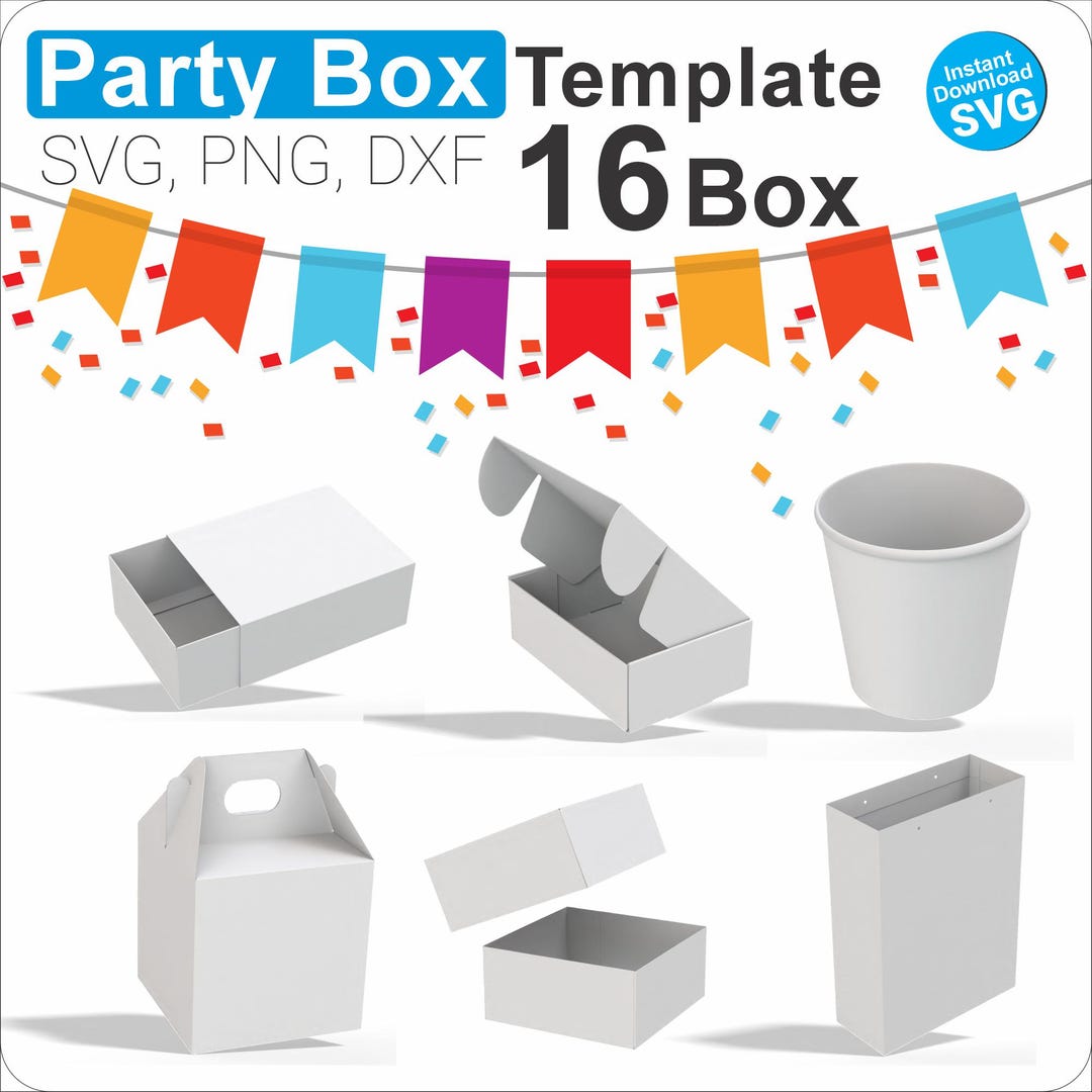 Party Box Template Bundle: 16 SVG Favor Boxes (digital Download) - Etsy