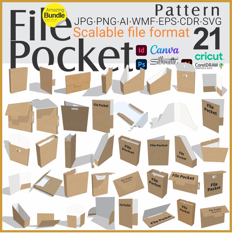 File Pocket Vector Bundle: Package Design, Box Making & EPS, WMF Files ...