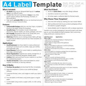 Editable A4 Label Templates - Printable DIY Labels in Various Sizes for ...