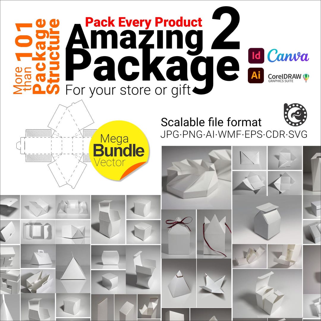 Vector Box Template Bundle: Laser Cut Package Designs (digital Download ...