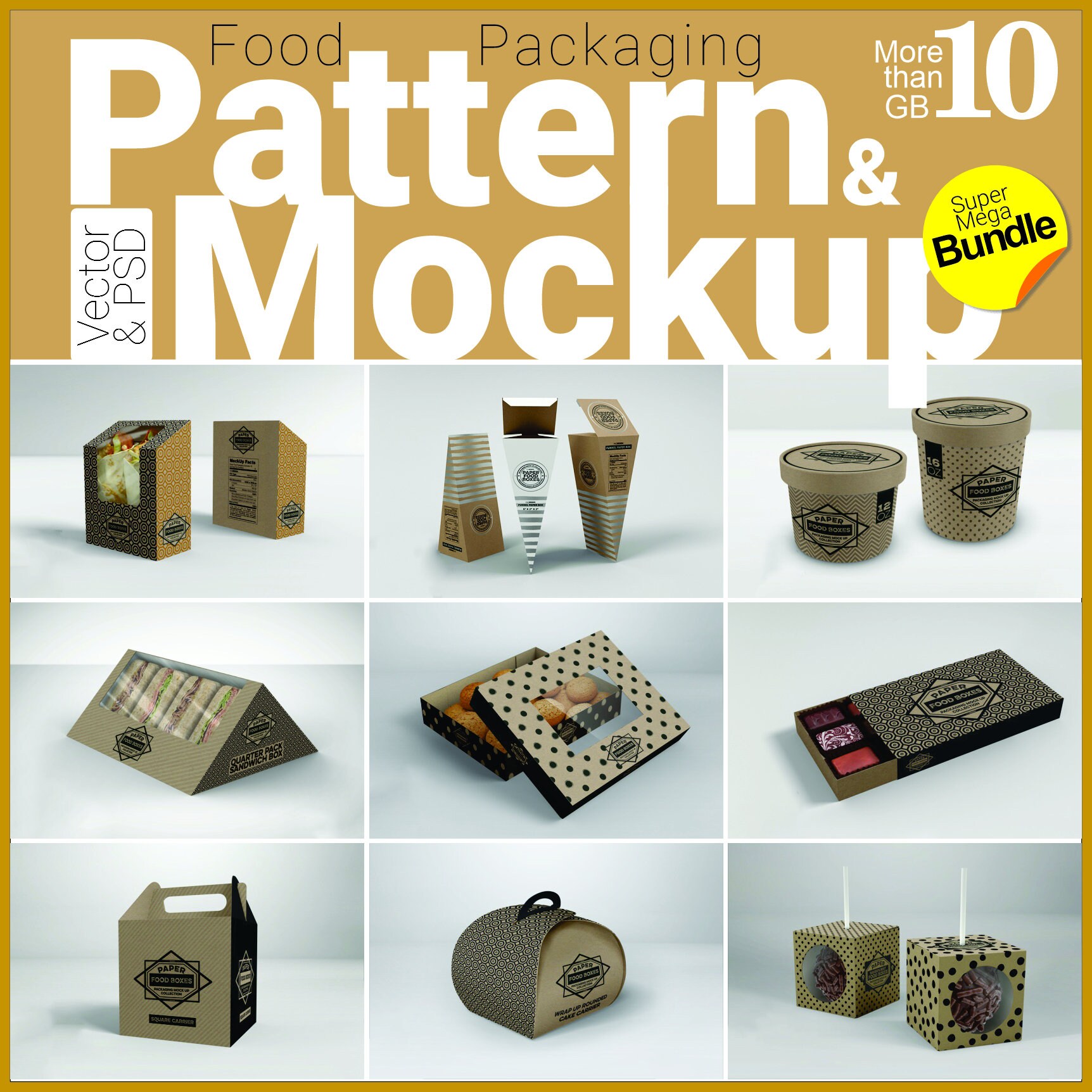 Food Packaging Bundle: Vector Paterns-psd Mockups, Box Making-svg, CDR ...