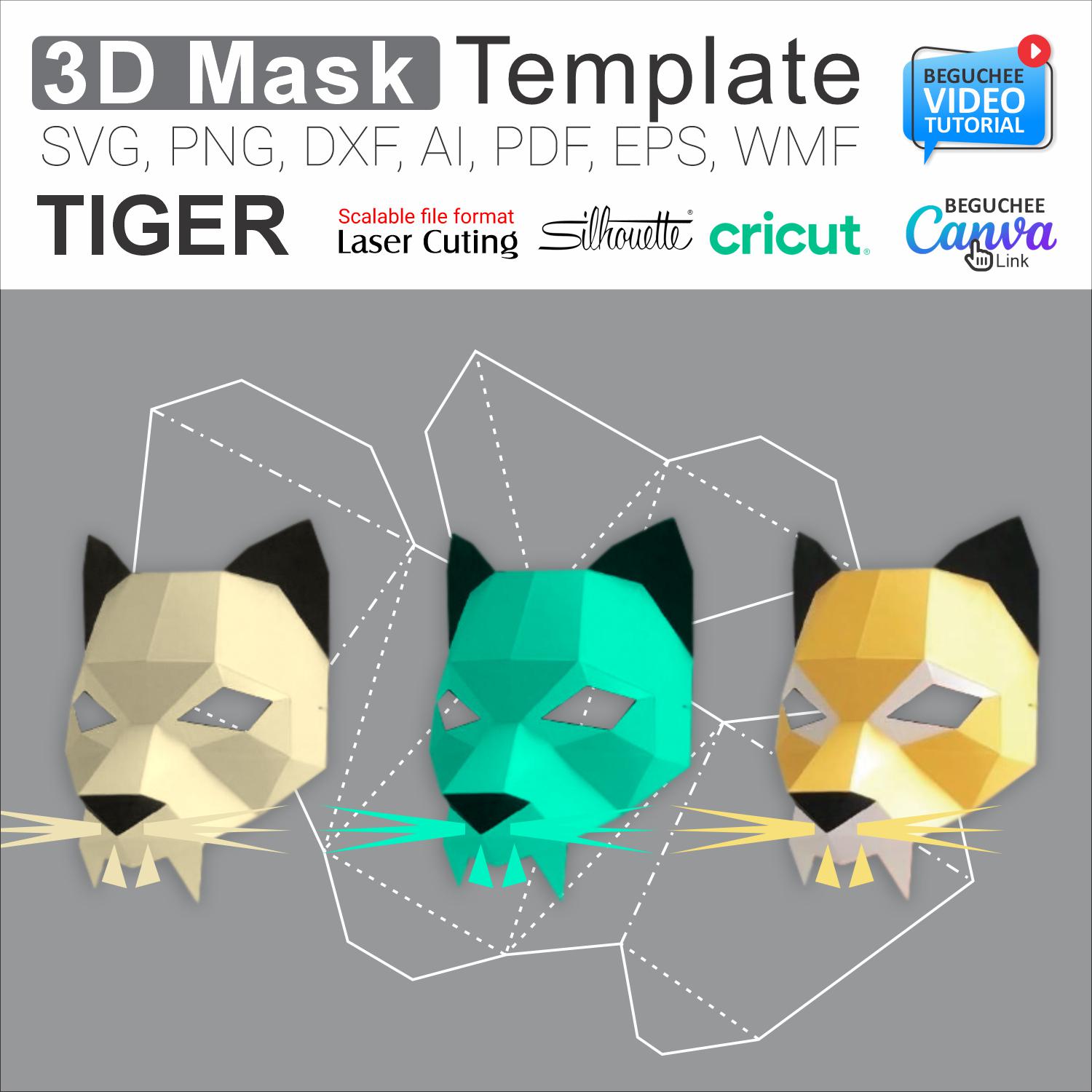 3D Tiger Mask Template: DIY Papercraft Costume (digital Download) - Etsy