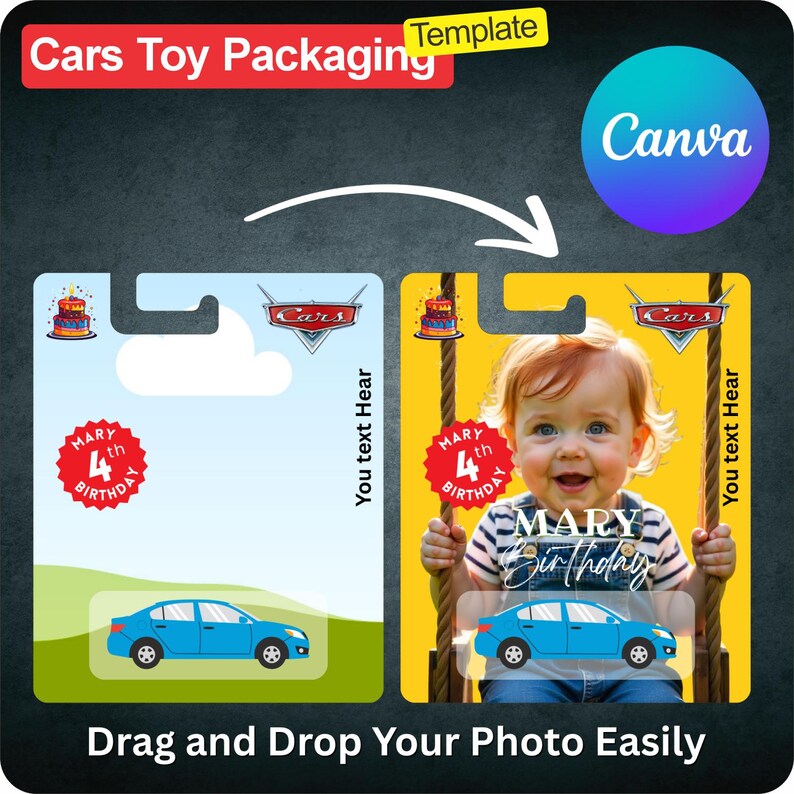 Pixar Cars Party Favor Box Template: Editable Toy Packaging (canva ...