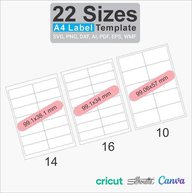 A4 Label Templates: Printable DIY Labels for Canva (digital Download ...
