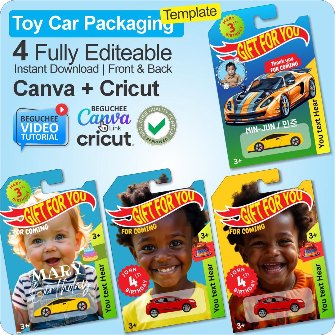 Toy Car Packaging Template: Race Car Favor Tag SVG (digital Download ...