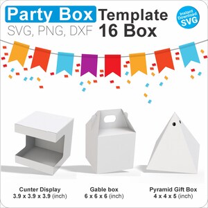 Party Box Template Bundle: 16 SVG Favor Boxes (digital Download) - Etsy