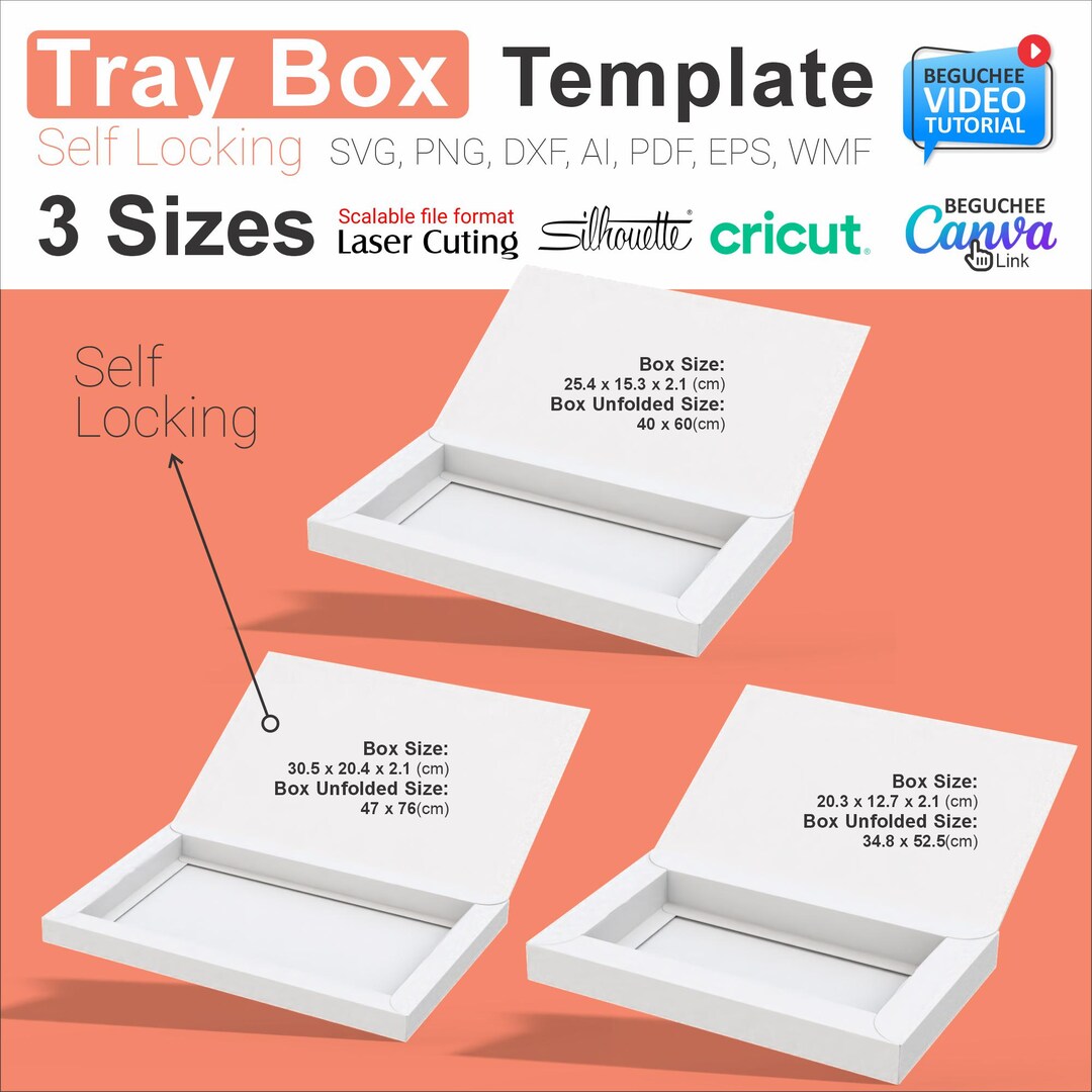 Self-locking Tray Box Template – SVG, DXF, PDF, and More for Laser ...