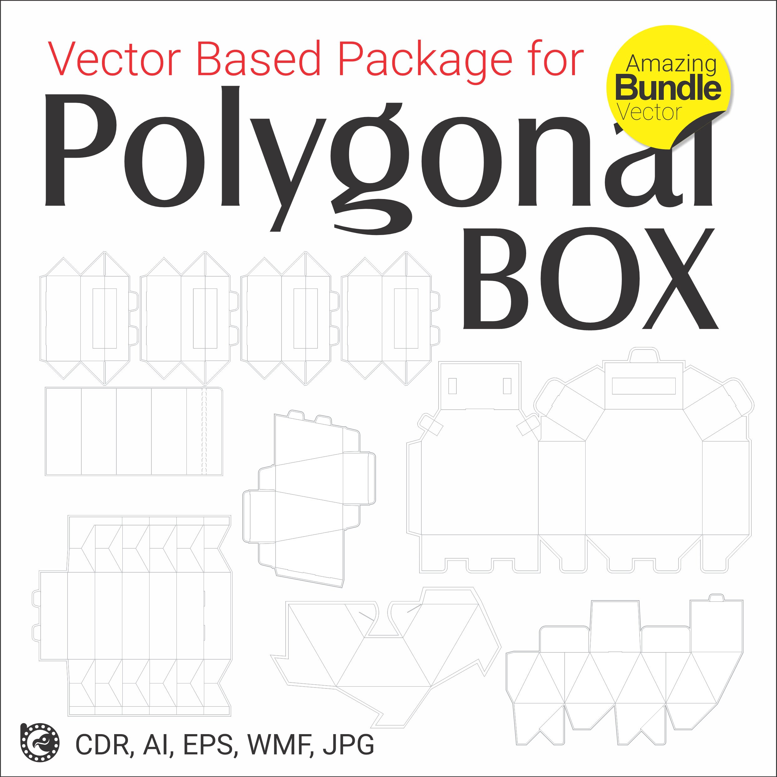 Polygonal Box Vector Bundle: Package Design, Box Making & EPS, WMF ...