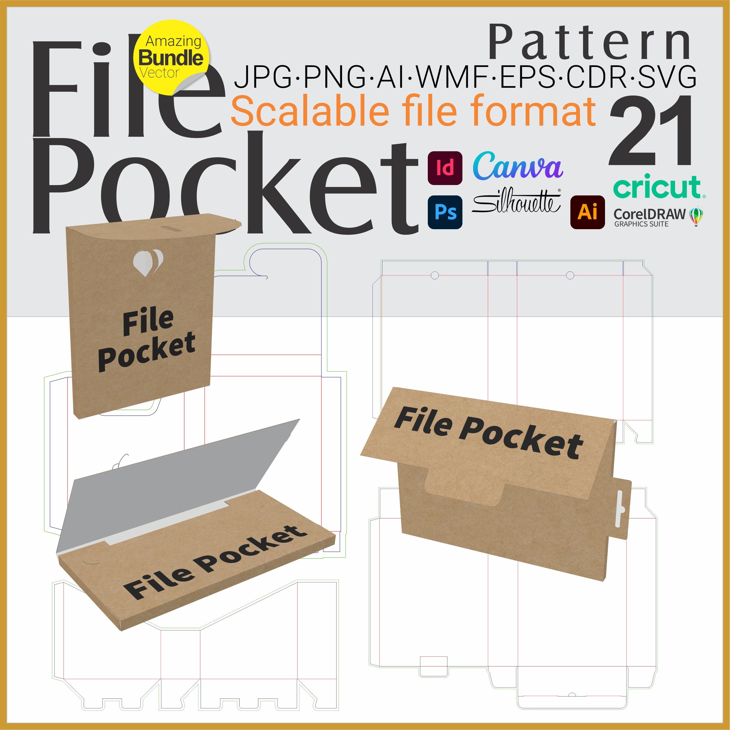 File Pocket Vector Bundle: Package Design, Box Making & EPS, WMF Files ...