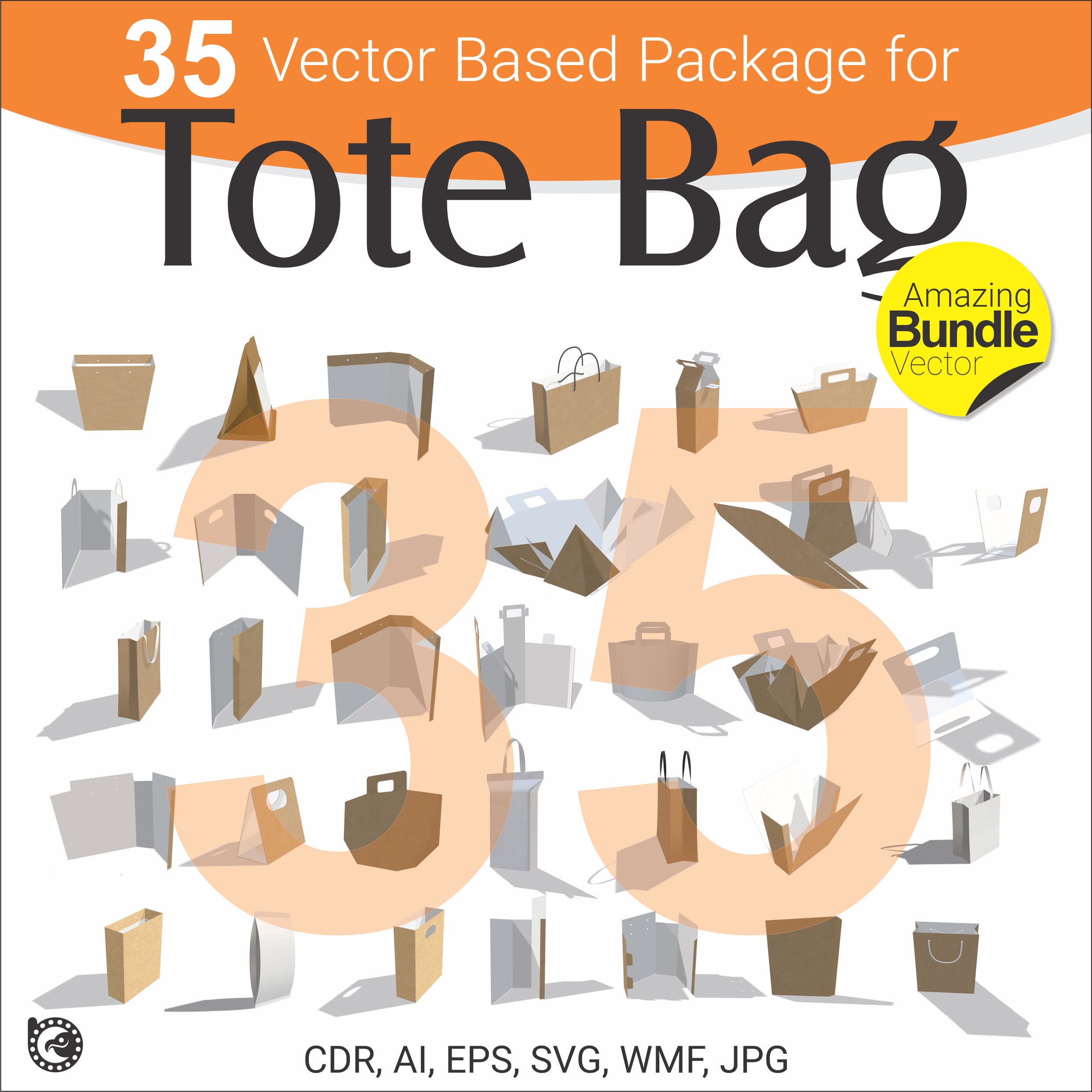 Tote Bag Vector Bundle: Package Design, Box & Bag Making EPS, WMF for ...