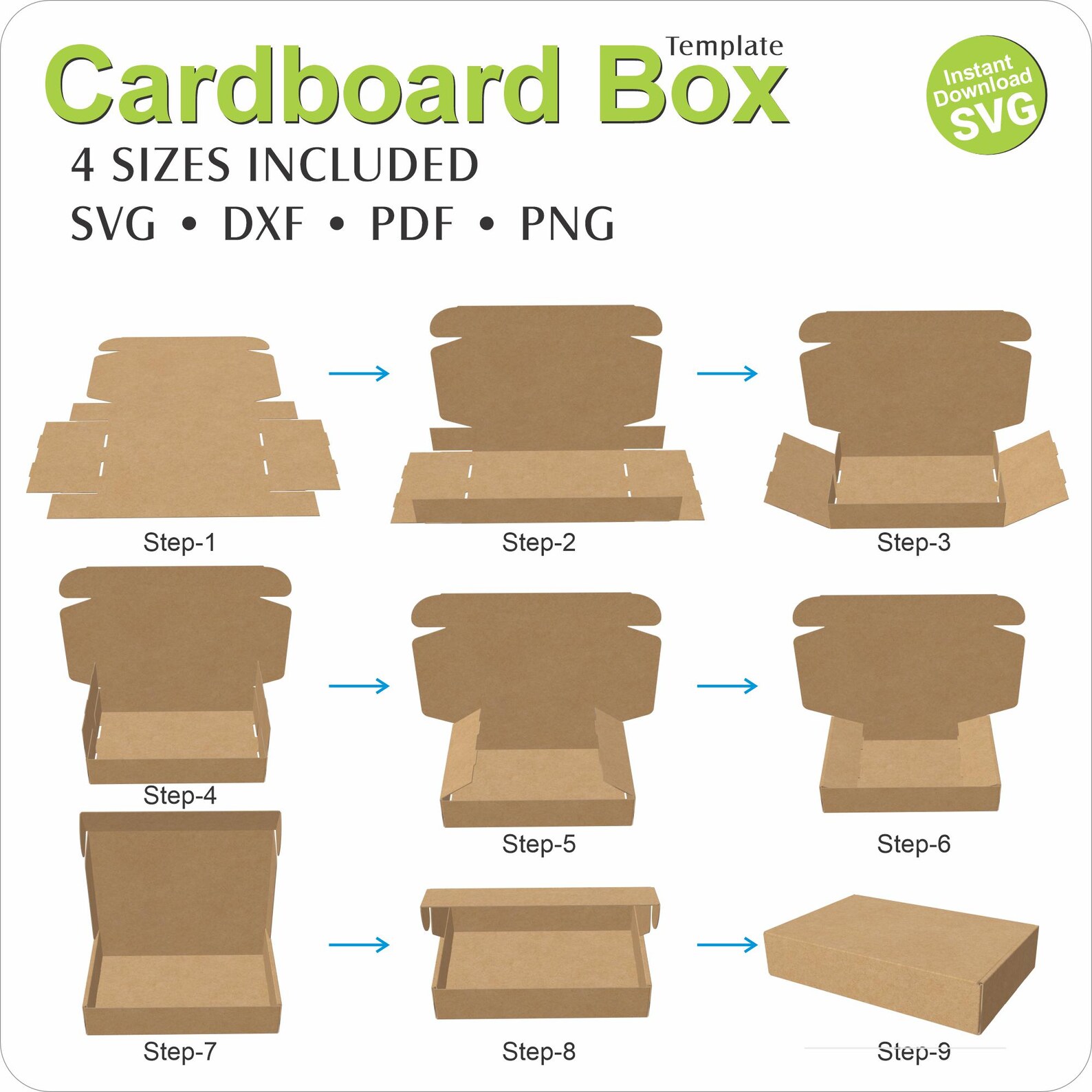 Cardboard Box Templates Pack 3: SVG DXF PDF (digital Download) - Etsy