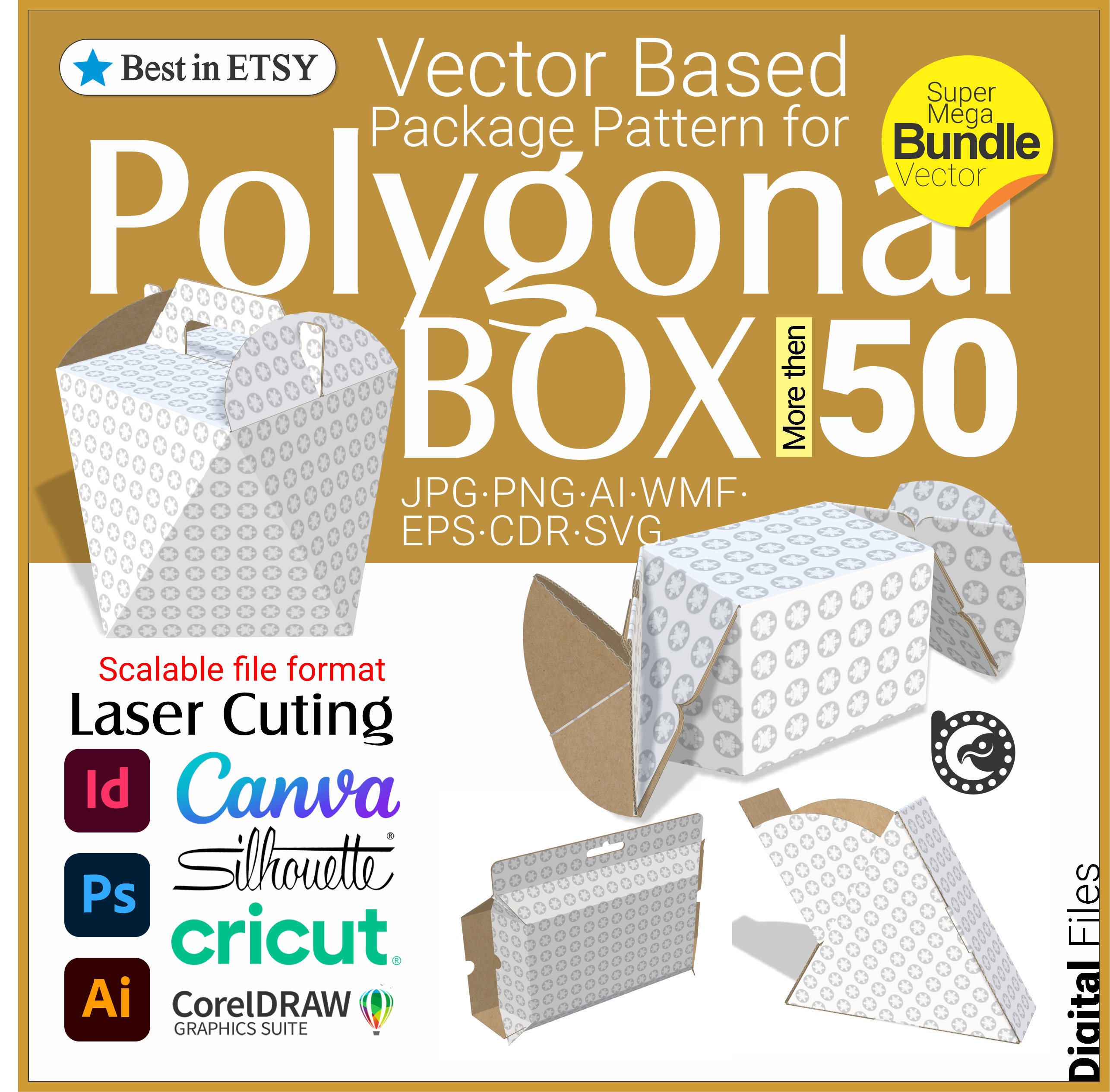 Polygonal Box Vector Bundle: Package Design, Box Making & EPS, WMF ...