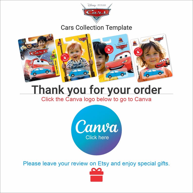 Pixar Cars Party Favor Box Template: Editable Toy Packaging (canva ...
