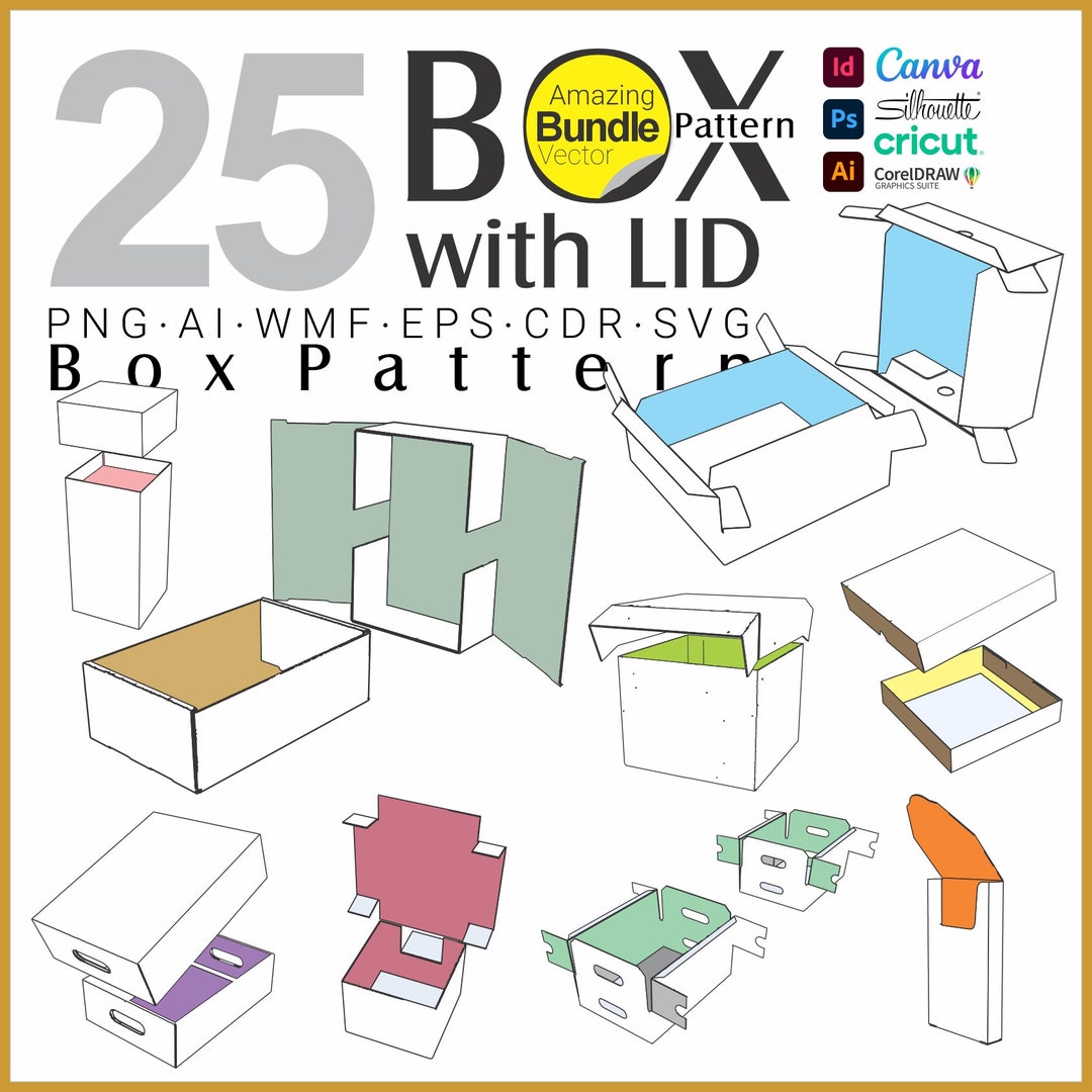 Box With Lid- Vector Bundle: Package Design, Box Making & EPS, WMF ...